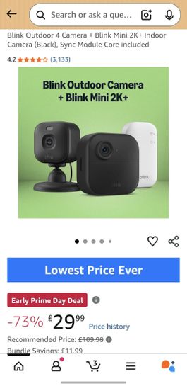 Blink Outdoor 2K+ Camera + Mini 2K+ Indoor Camera Bundle – £24.99 at ...