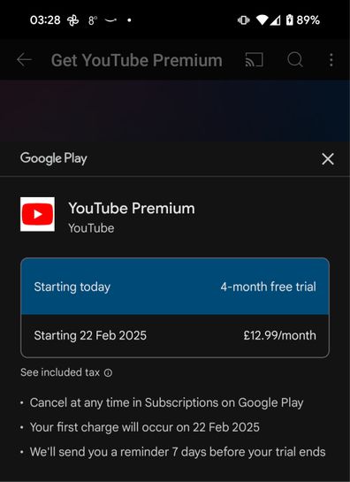 Enjoy 4-Month YouTube Premium Free Trial via Google Play | hotukdeals