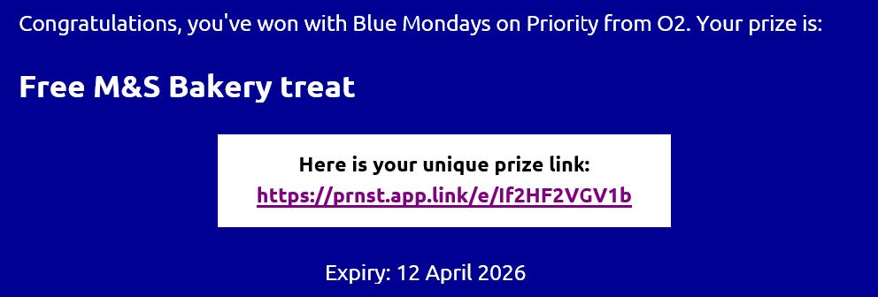 Blue Mondays Prizes: Guaranteed Rewards & Deals at O2 Priority - M&S ...