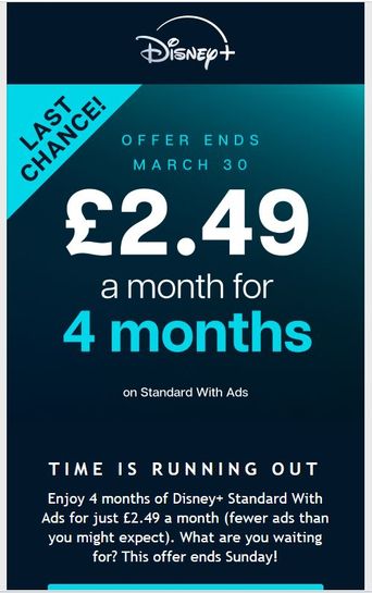 12 Months Disney+ Standard for £49.99 with Uber One | hotukdeals