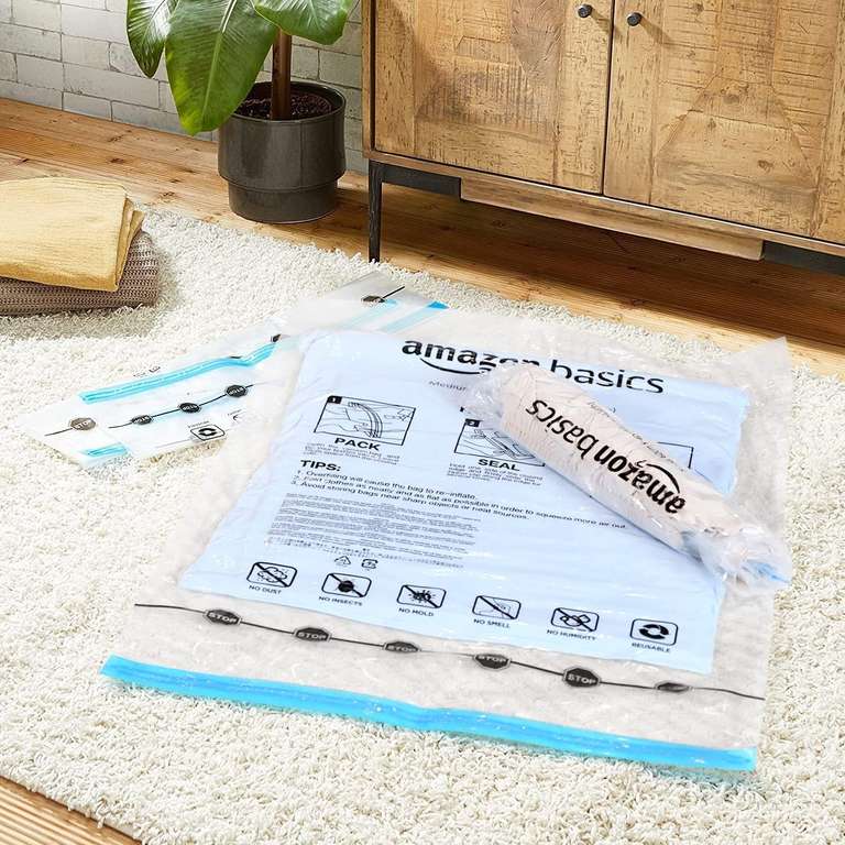 Amazon Basics Roll-Up Travel Storage Bags, Zipper, 12 count, 2 Pack of ...