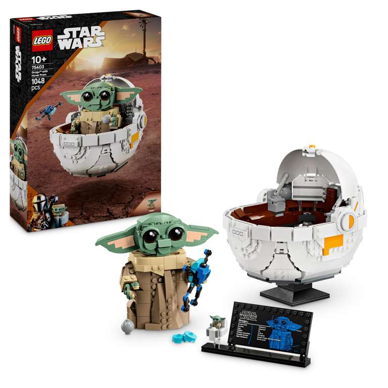 LEGO Star Wars 75403 Grogu with Hover Pram Building Toy Set ...