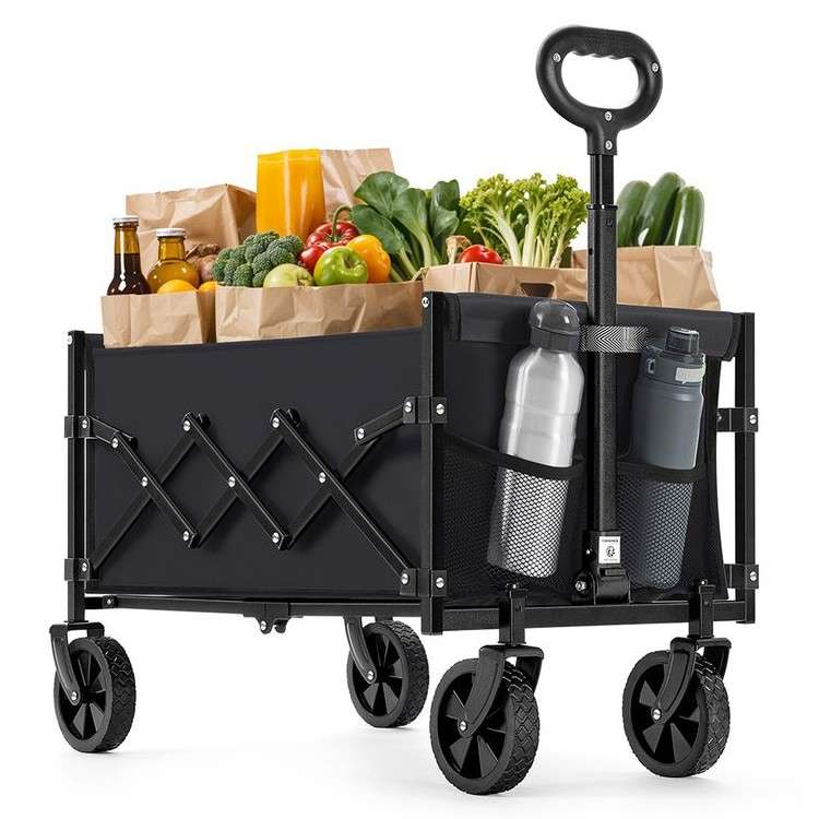 Songmics 90L Foldable Camping Trolley (Ink Black / Slate Grey ...
