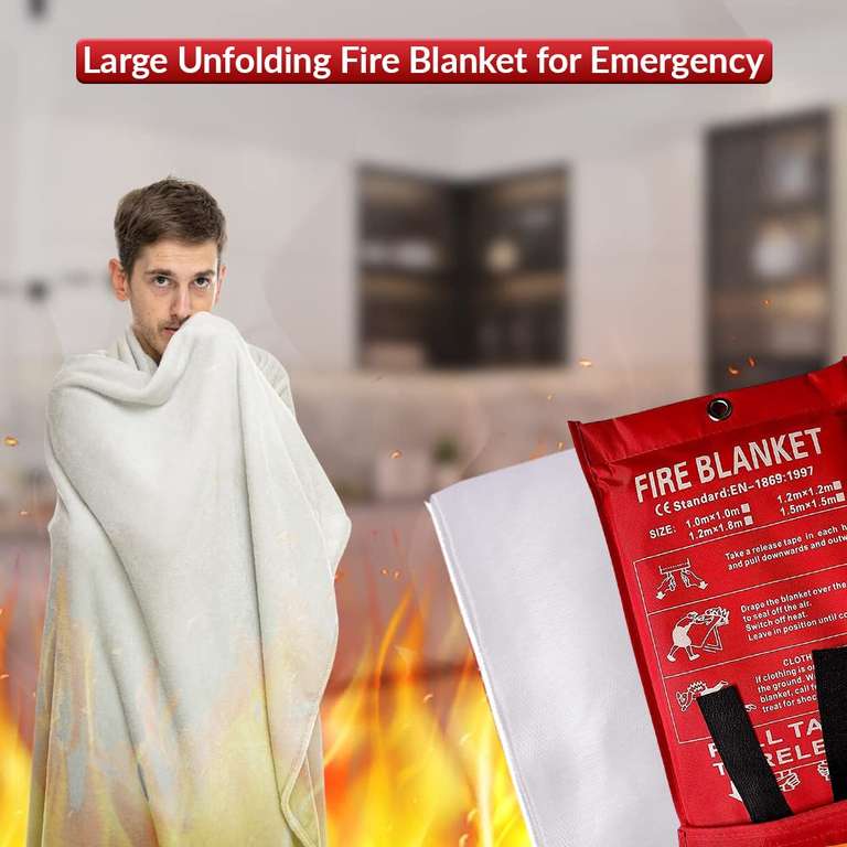 Large 1x1M Fire Blanket – Easy Fire Suppression at Home, Kitchen ...