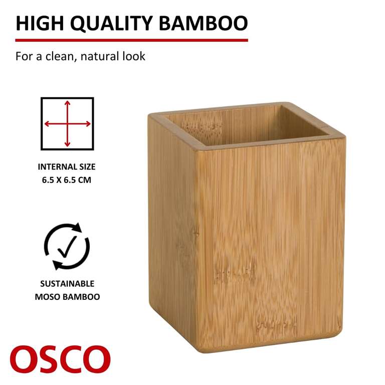 OSCO Bamboo Square Pen Pot 10.2x7.7x7.7 cm £1.80 at Amazon | hotukdeals