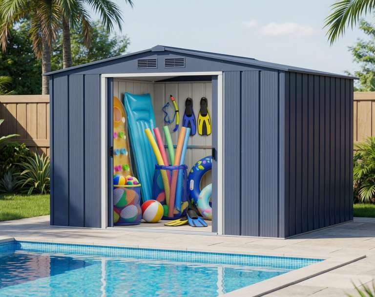 Duramax ECO 8 x 8 Metal Garden Storage Shed – 6.35m², Hot-Dipped Steel ...