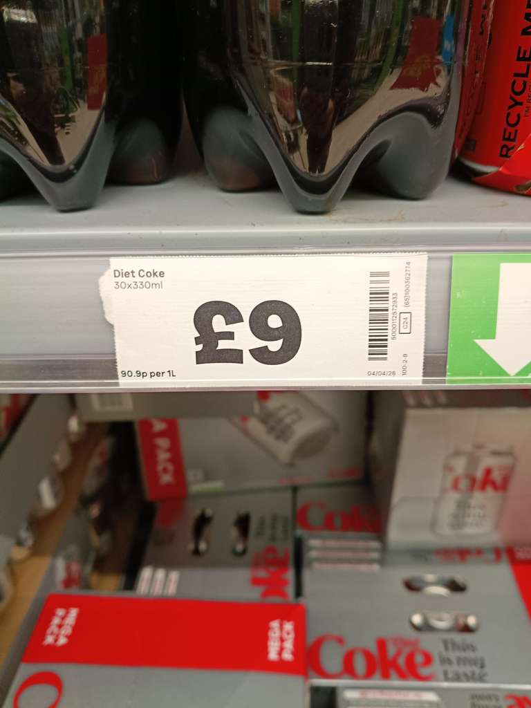 Diet Coke 30 x 330ml Cans – in-store Devon at ASDA Groceries - hotukdeals