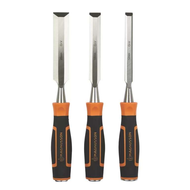 Magnusson Bevel Edge Wood Chisel Set 3 Pcs – £8.47 at Screwfix | hotukdeals