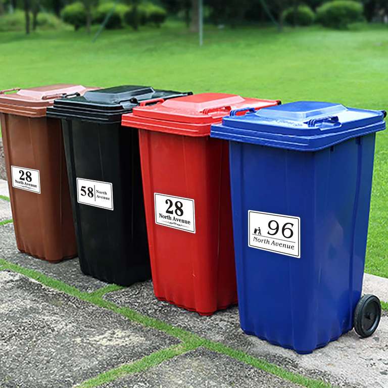 Wheelie Bin Stickers 4 Pack Numbers & Road Signs at Amazon - £1.65 ...