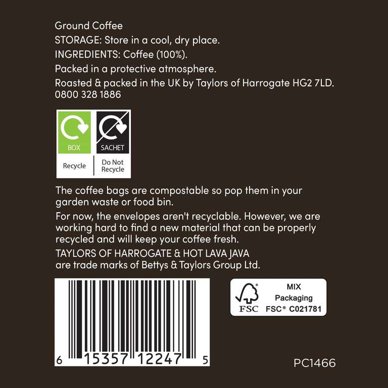 Taylors of Harrogate Roast 6 Hot Lava Java Coffee Bags 30 Boxes at Amazon