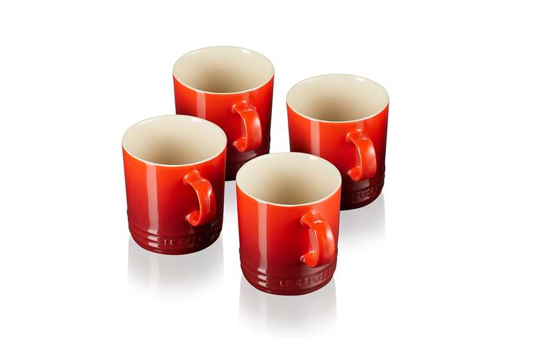 LE CREUSET Stoneware Mugs, Set of 4, 350 ml Each, Cerise, 4 Count (Pack ...