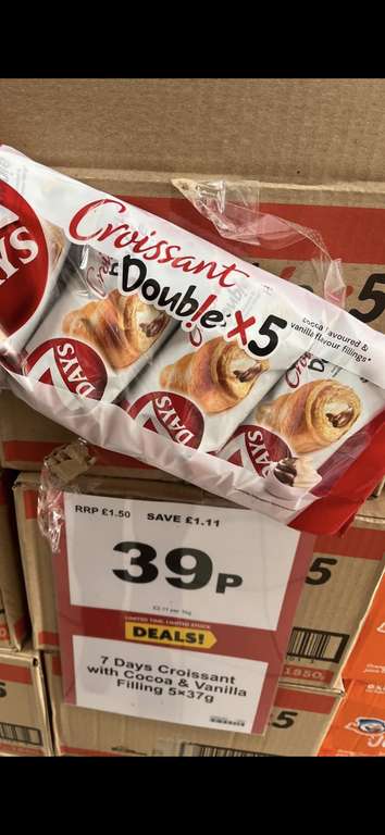7 Days Croissant Double Cocoa & Vanilla Flavour 5 pack 185g £0.39 at ...
