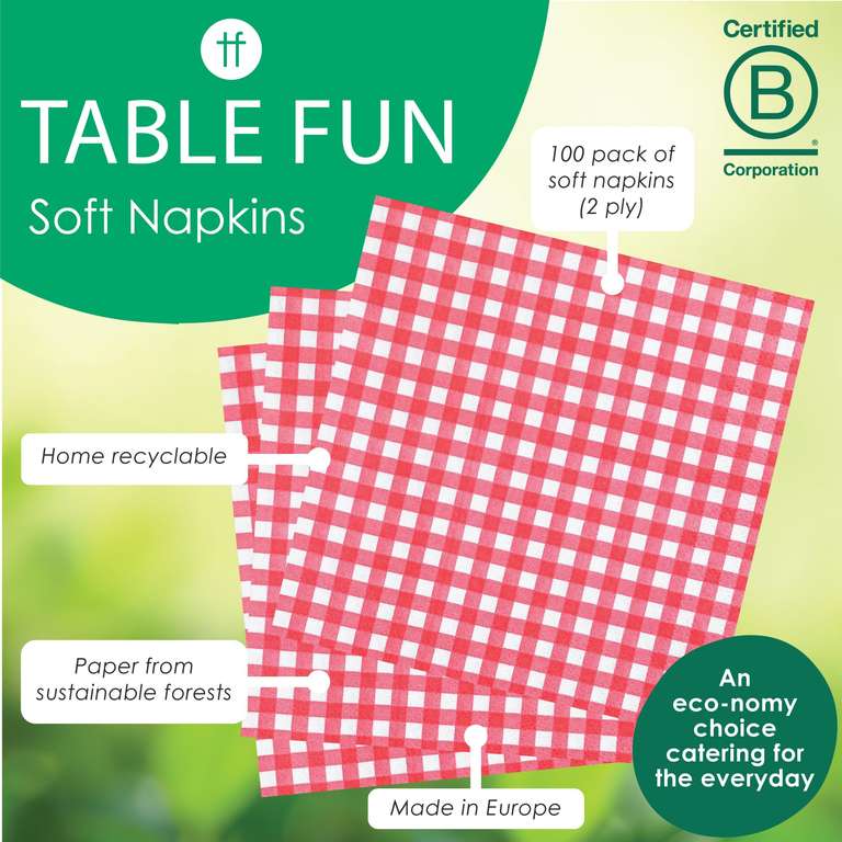 Source: Table Fun 100 x Soft Red Gingham Paper Napkins Amazon - 2.65 at ...