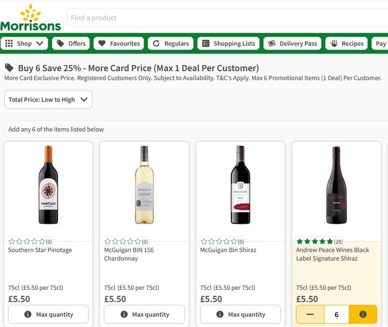 Save 25% on 6 Wines Selection at Morrisons, Prices from £5.50 | hotukdeals
