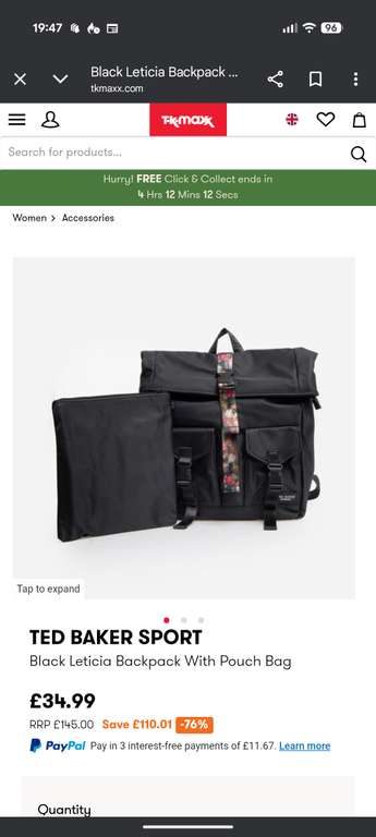 Ted Baker Sport Dark Pink Leticia Roll Top Backpack £34.99 at TK Maxx ...