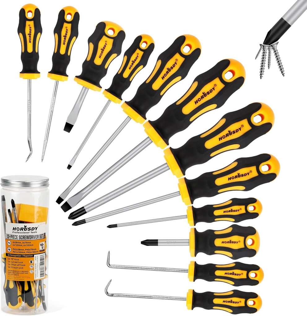 13-Piece Screwdriver Set - 4 Phillips & 4 Flat Heads for £8.99 at ...