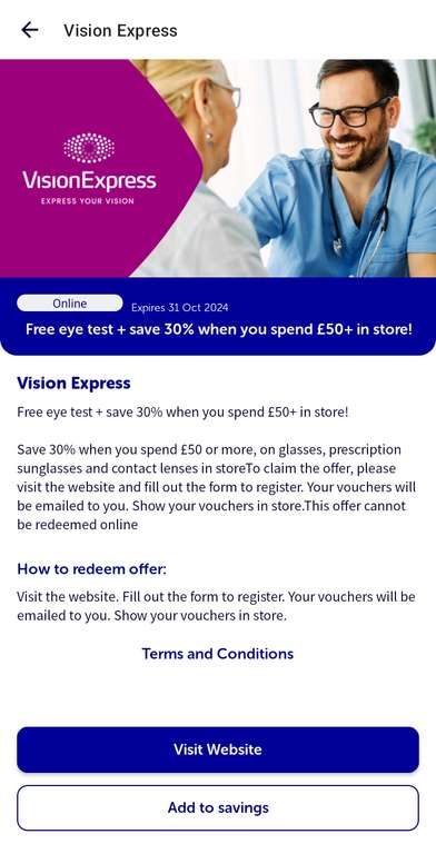 Free Eye Test & 30% Off Glasses at Vision Express with £50 Blue Light ...