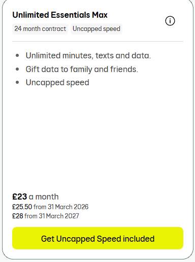 Unlimited Essentials Max - Uncapped Data & Texts for £23/Month at EE ...