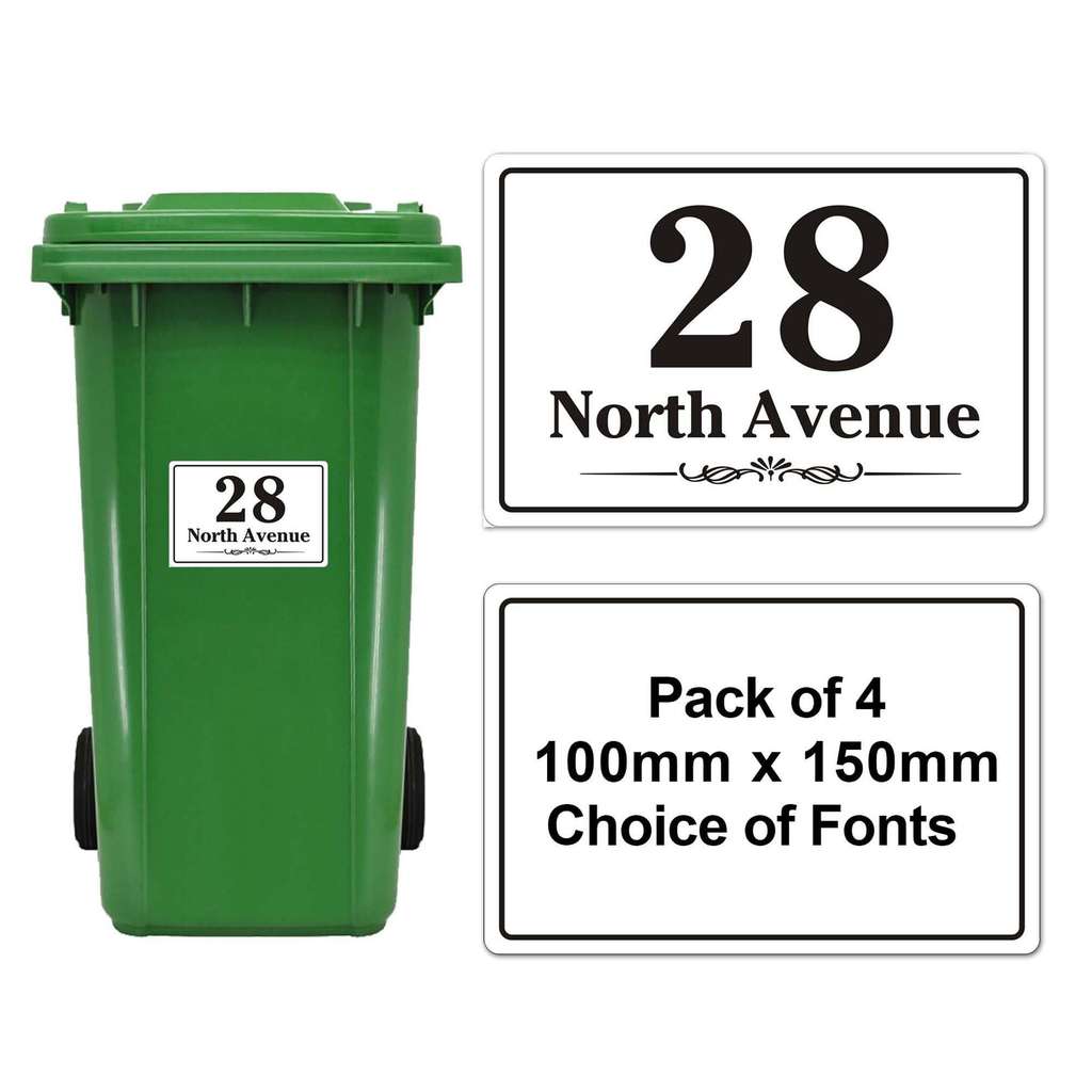 Wheelie Bin Stickers 4 Pack Numbers & Road Signs at Amazon - £1.65 ...