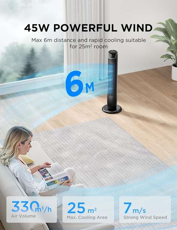 Midea 36 Inch 45W Portable Stand Fan with Remote Control | 39.99 at ...