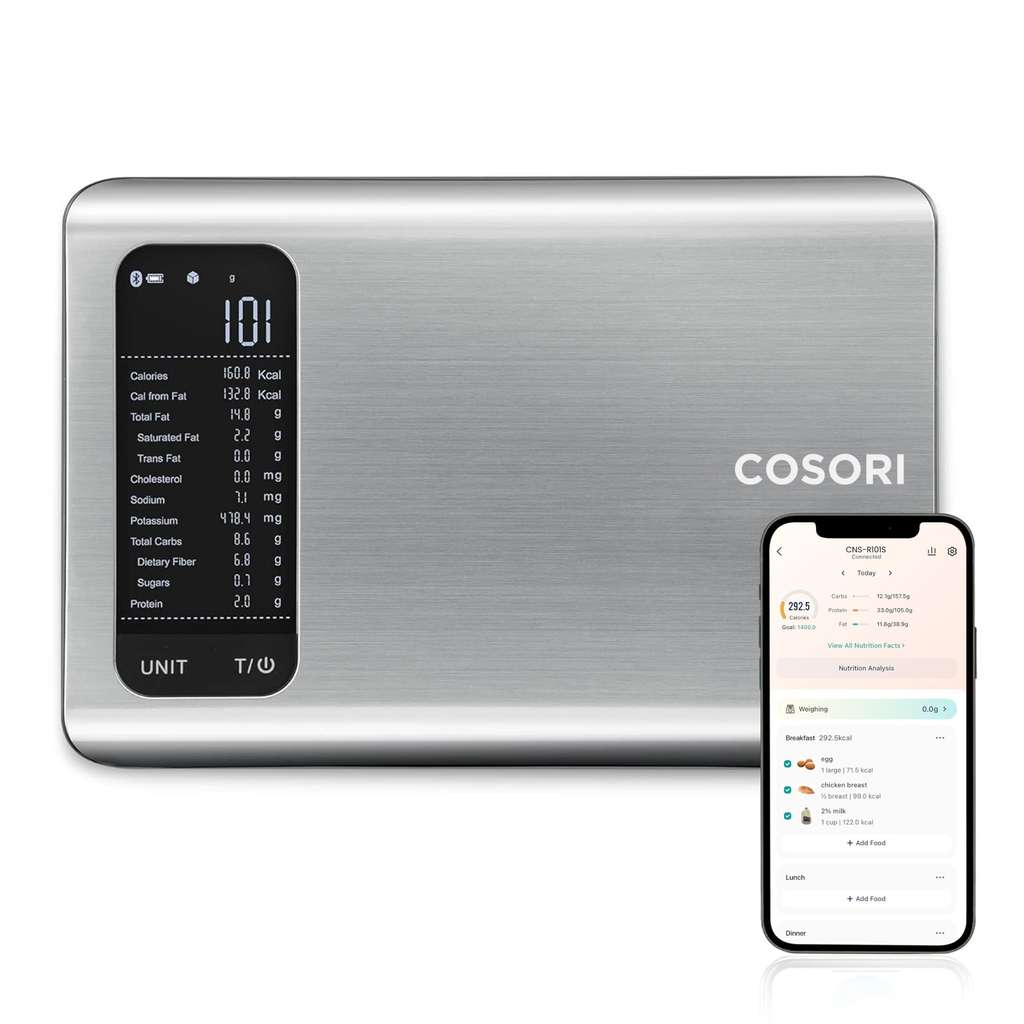 Cosori Smart Kitchen Food Scale with 19 Nutrition Tracking & App ...