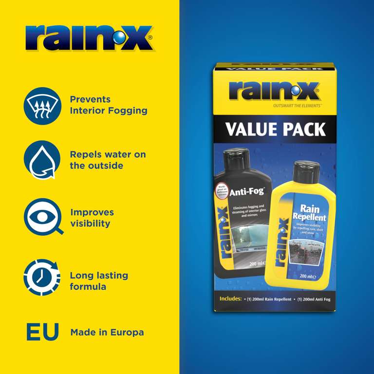 Rain-X Rain Repellent & Anti-Fog Treatment Pack – at Amazon £9.95 ...
