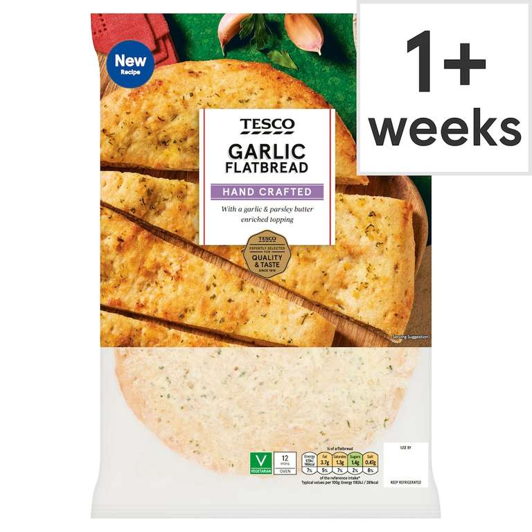 Tesco Garlic Flatbread 225g - Only £1! Save Big at Tesco | hotukdeals