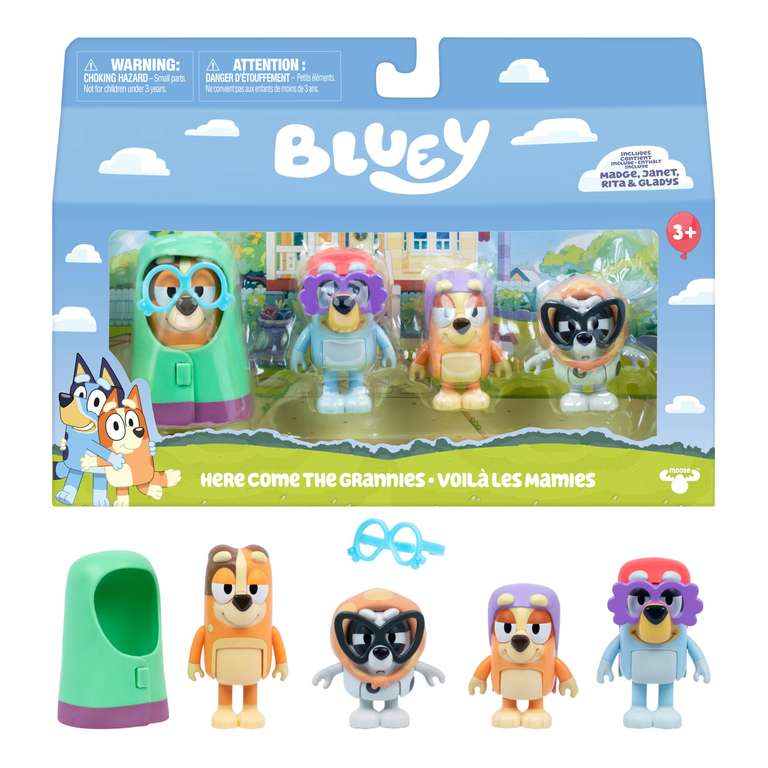 Bluey Figure 4-Pack Here Come the Grannies. 4 Episode-Themed Figures ...