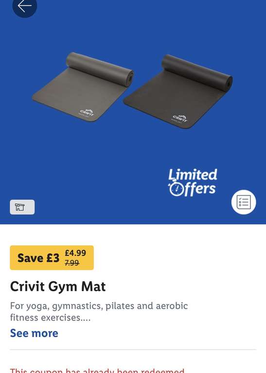 CRIVIT Grey Gym Mat £4.99 at Lidl - Save with Coupon | hotukdeals