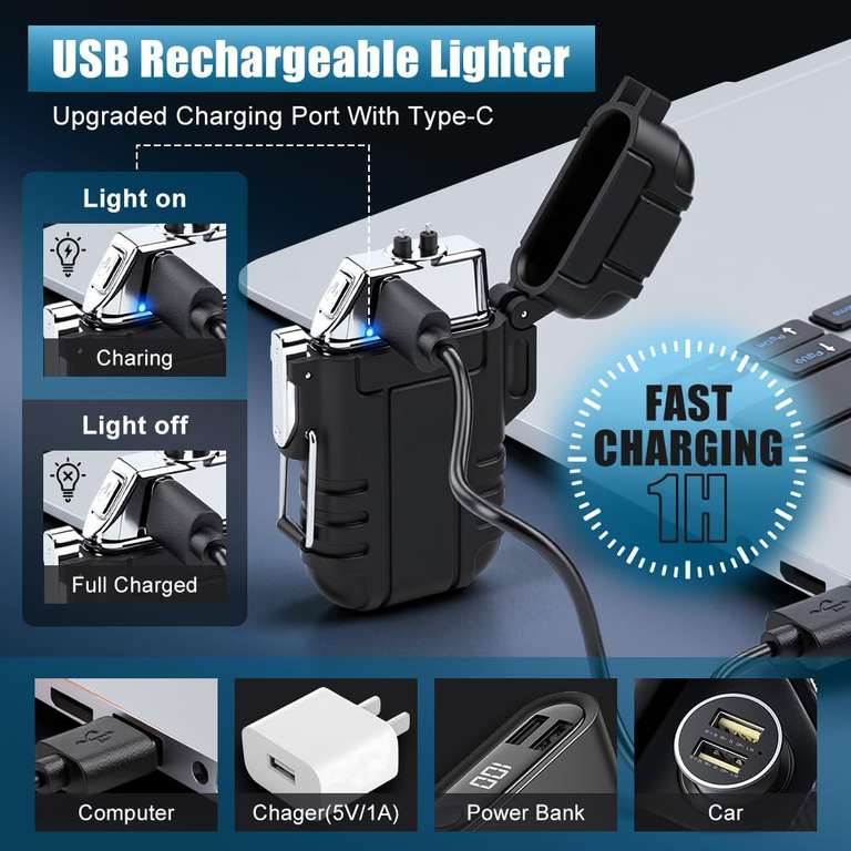 Electric Lighter Rechargeable USB C, Electronic Plasma Arc Lighter ...