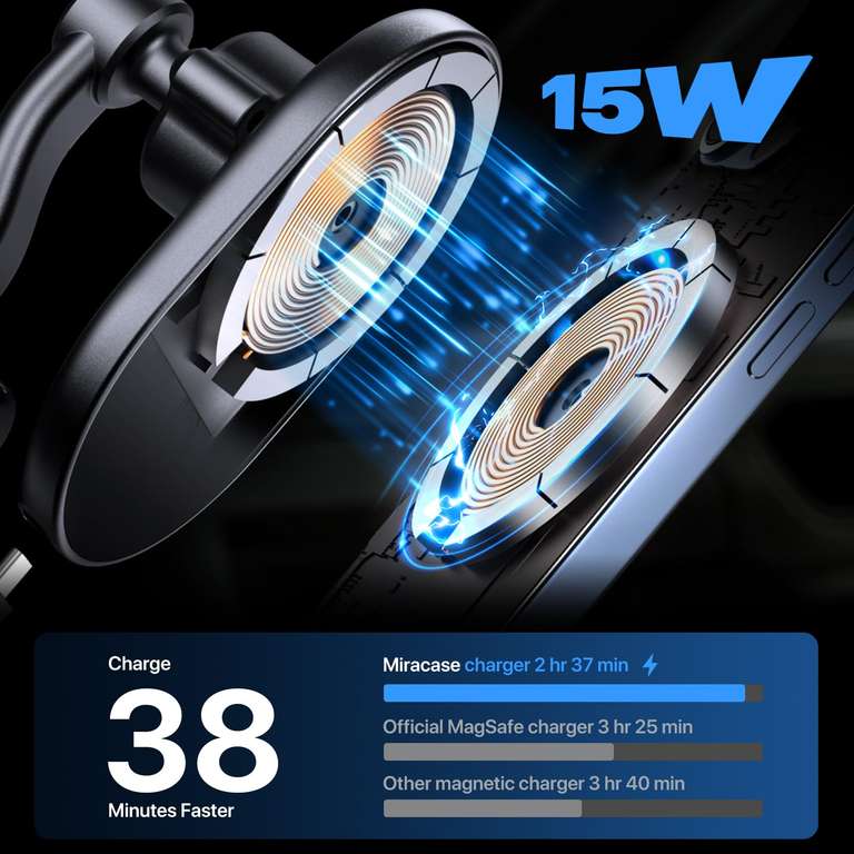 Miracase Car Phone Holder Wireless Charger, [15W Fast Charging ...