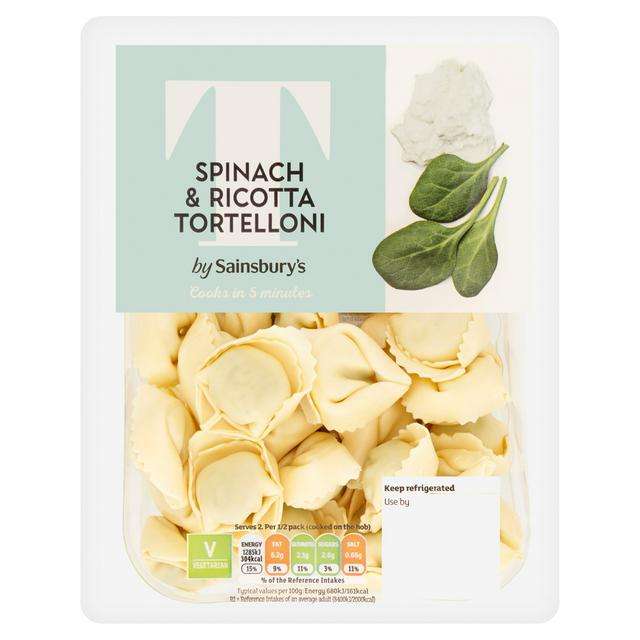 Sainsbury's Tortelloni 300g (Spinach & Ricotta / Chicken & Bacon ...