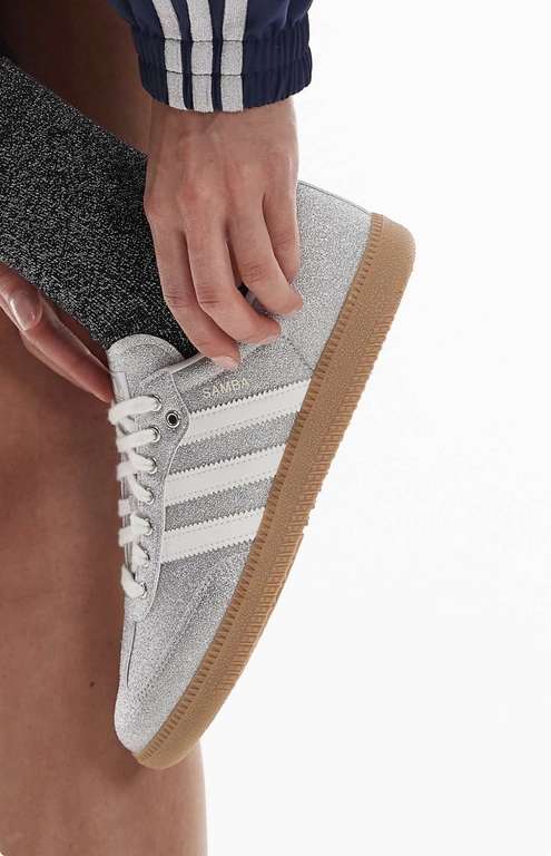 adidas Originals Disco Samba OG Women's Trainers in Silver Glitter - £ ...