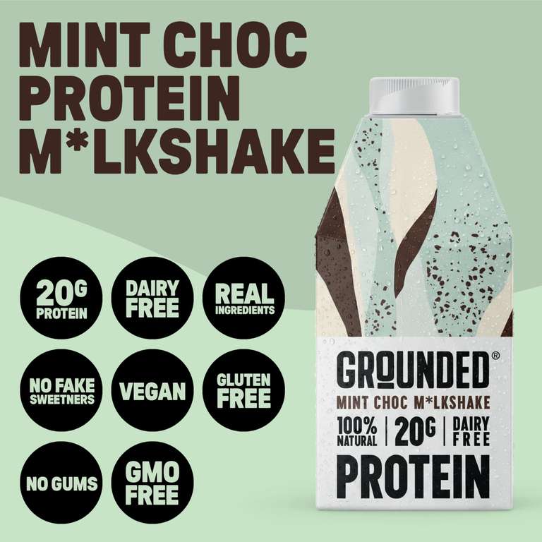 GROUNDED Dairy Free Mint Chocolate Protein Milkshakes 12 x 490ml ...