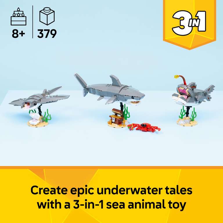 LEGO Creator 3in1 Fierce Shark with Treasure Chest – £20.99 at Amazon ...
