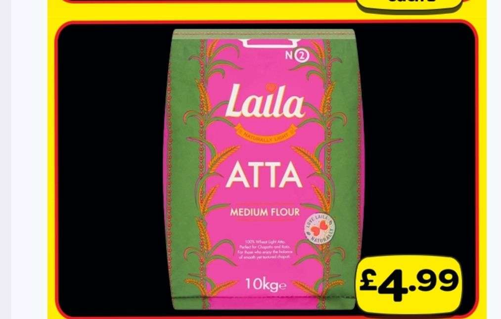 Laila Atta Medium Flour 10kg Only £4.99 – Buy Now at FarmFoods | hotukdeals