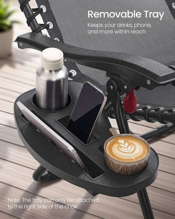 Songmics Set of 2 Zero Gravity Adjustable Folding Recliners with Cup ...