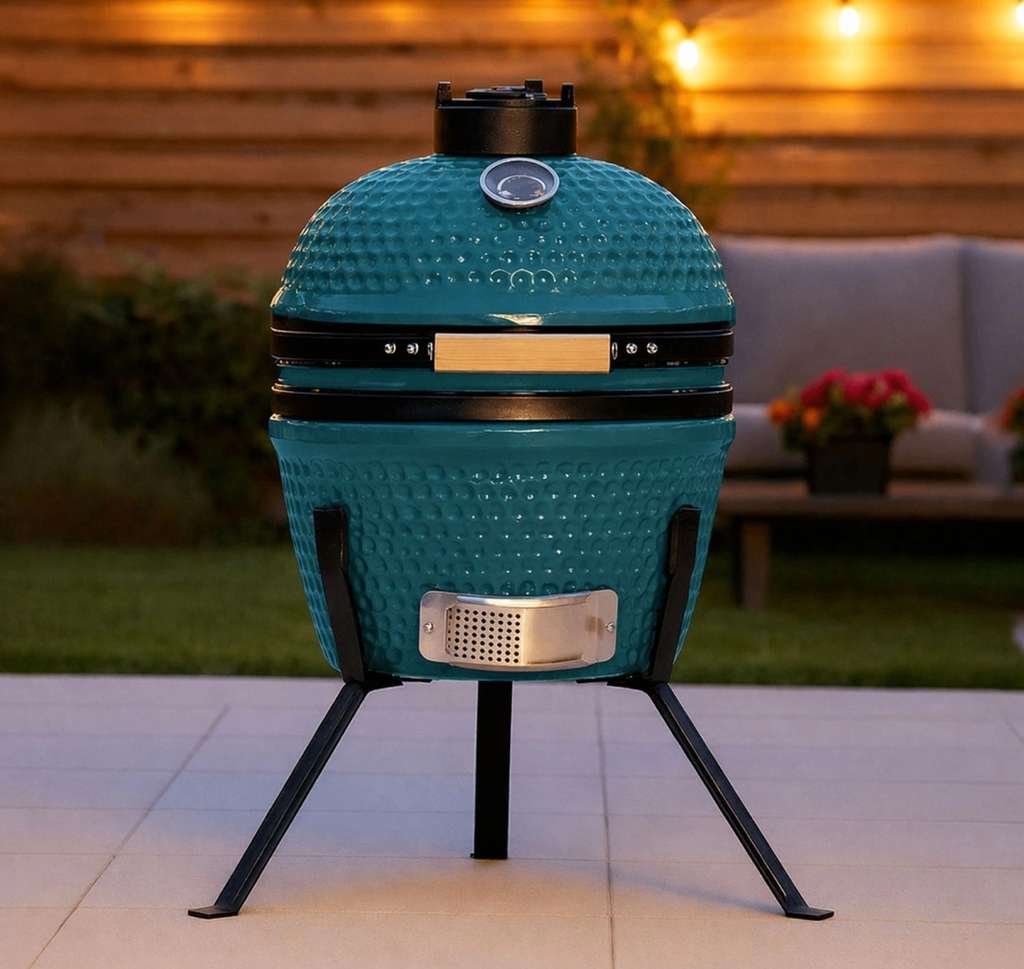Neo Kamado 13 Ceramic Mini BBQ Grill Smoker Portable Oven Teal / Dark ...