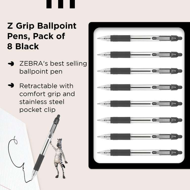 Zebra Pen Z Grip Black Ballpoint Pens – smooth write at Amazon