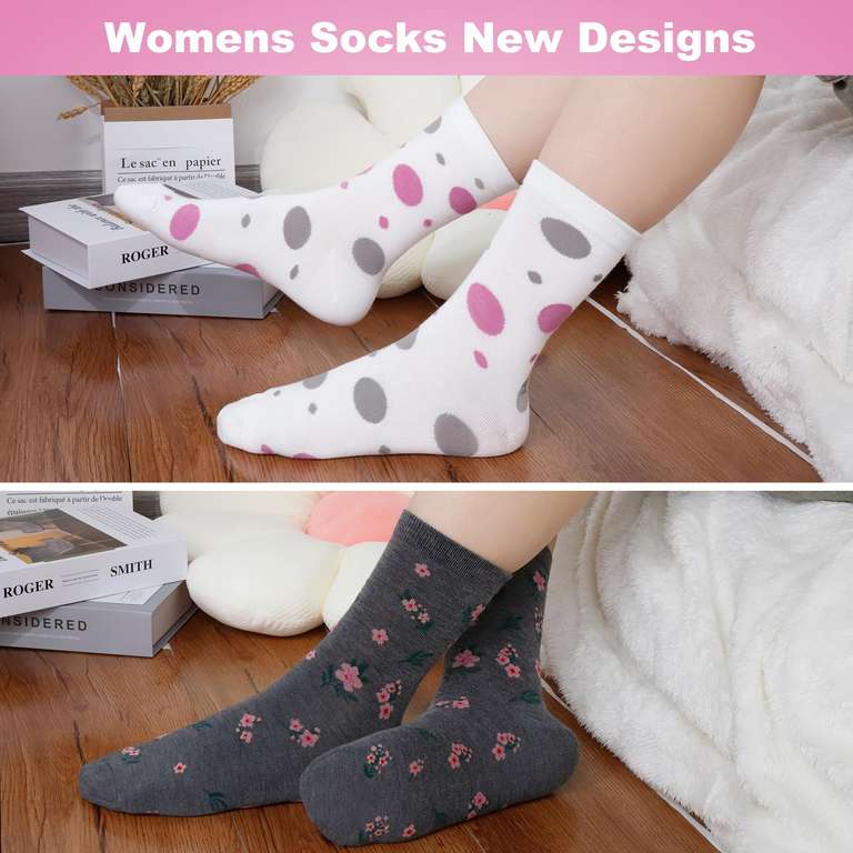 10 Pairs Women's Socks with Multi Stripe Dot Heart Patterns – £5.67 at ...
