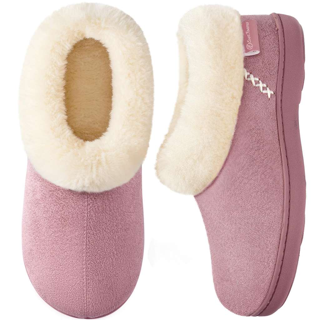 EverFoams Women's Microsuede Fuzzy Plush Lined Slippers with Cosy ...