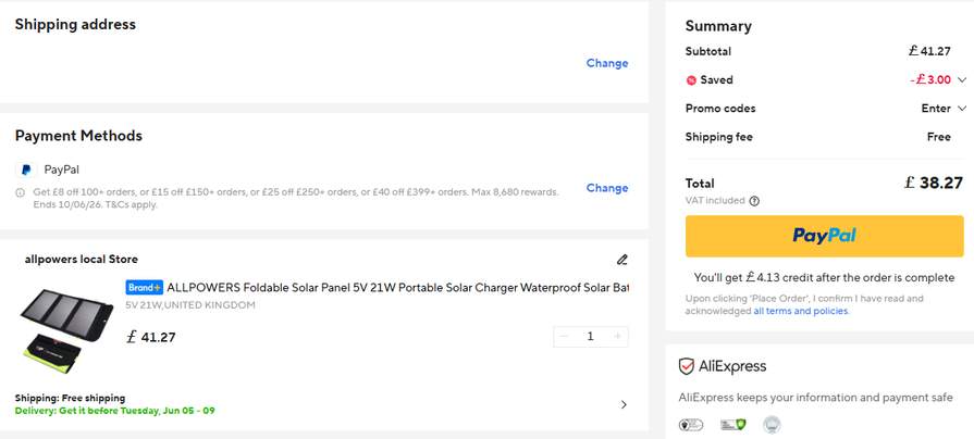 ALLPOWERS Foldable Solar Panel 21W 5V Charger | at AliExpress, 38.27 ...