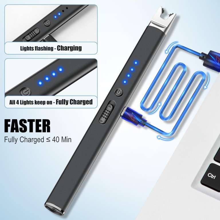 Electric Flameless Arc Plasma Lighter USB-C Rechargeable With Charging ...