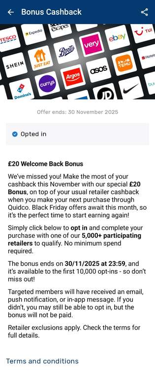 £20 Bonus Cashback - No Minimum Spend at Quidco | hotukdeals