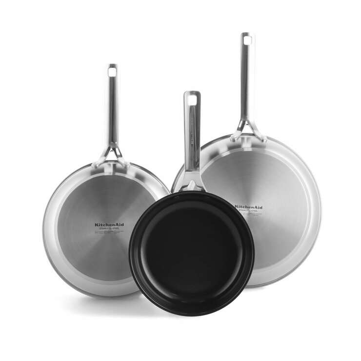KitchenAid Stainless Steel Fry Pan, 3 Piece Set (20, 24, 28cm) £44.99 ...