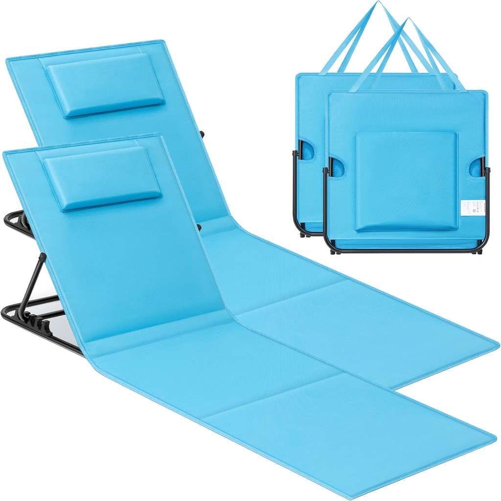 Songmics Set of 2 Folding Reclining Beach Sunloungers £23.99 at ...