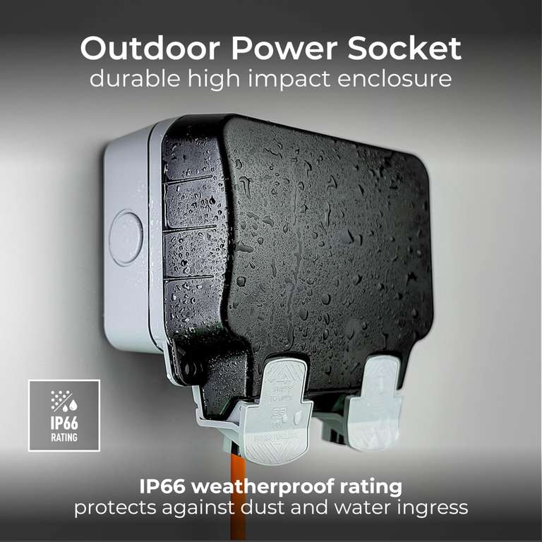 BG Electrical IP66 Weatherproof Outdoor Double Switched Power Socket ...