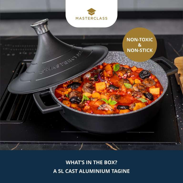 MasterClass Cast Aluminium Tagine Dish with Self-Basting Cone Lid, 4L ...