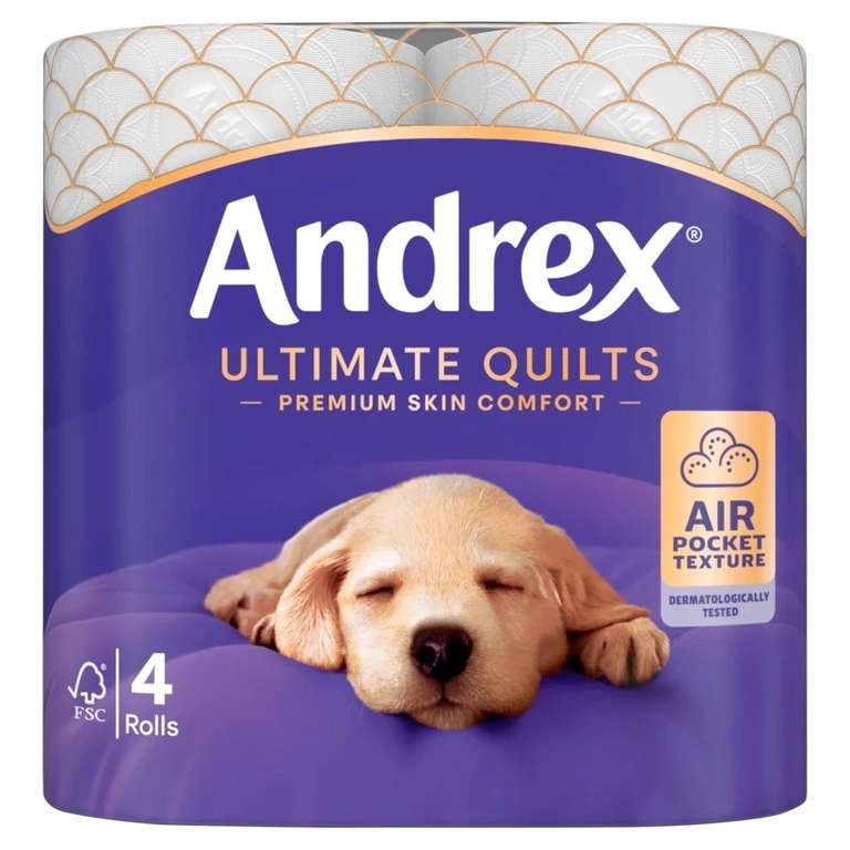 Andrex Supreme Quilts 4x4 (16 rolls) – 3-Ply Toilet Tissue, £6.18 at Joybuy