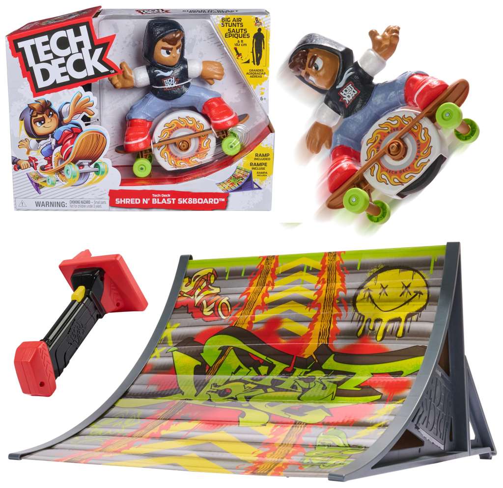 Tech Deck Shred N' Blast Sk8board, Motorised Finger Skateboard Toy with ...